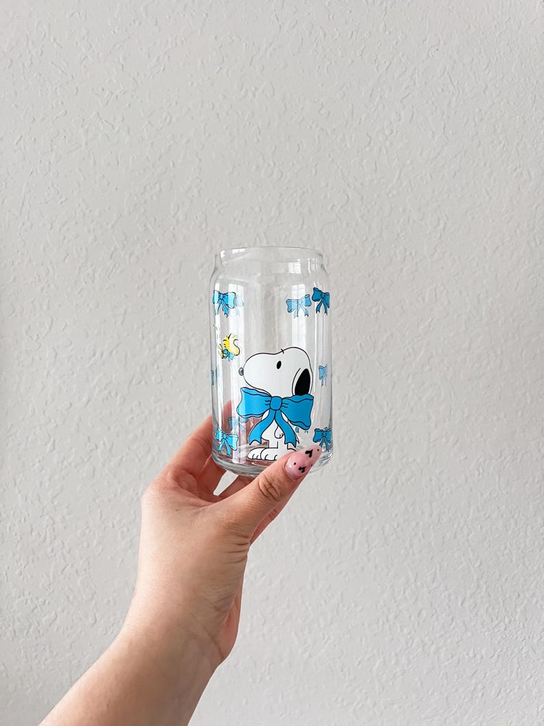 Coquette Snoopy- Glass Cup- Iced Coffee and More - Etsy