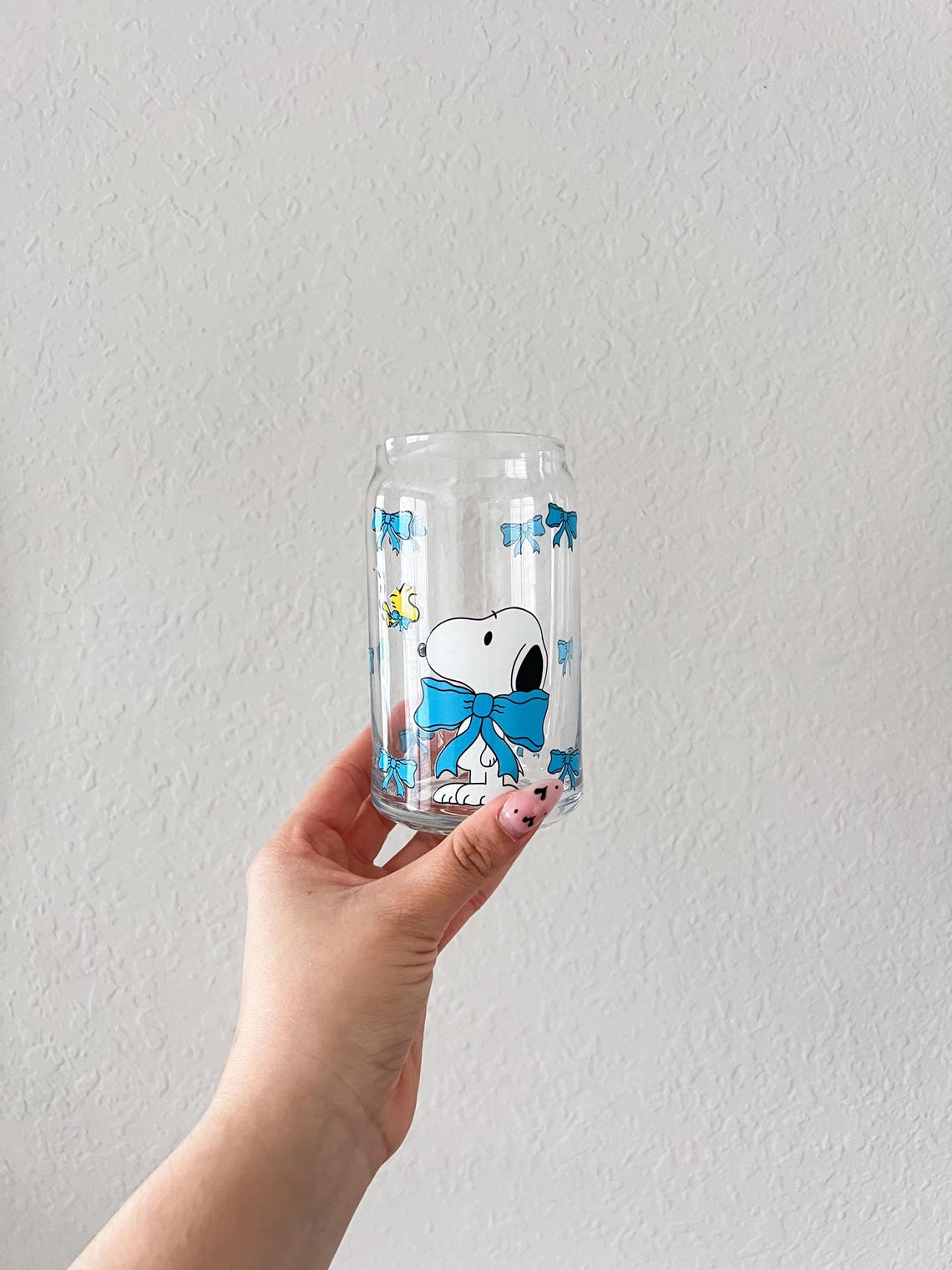 Coquette Snoopy- Glass Cup- Iced Coffee and More - Etsy