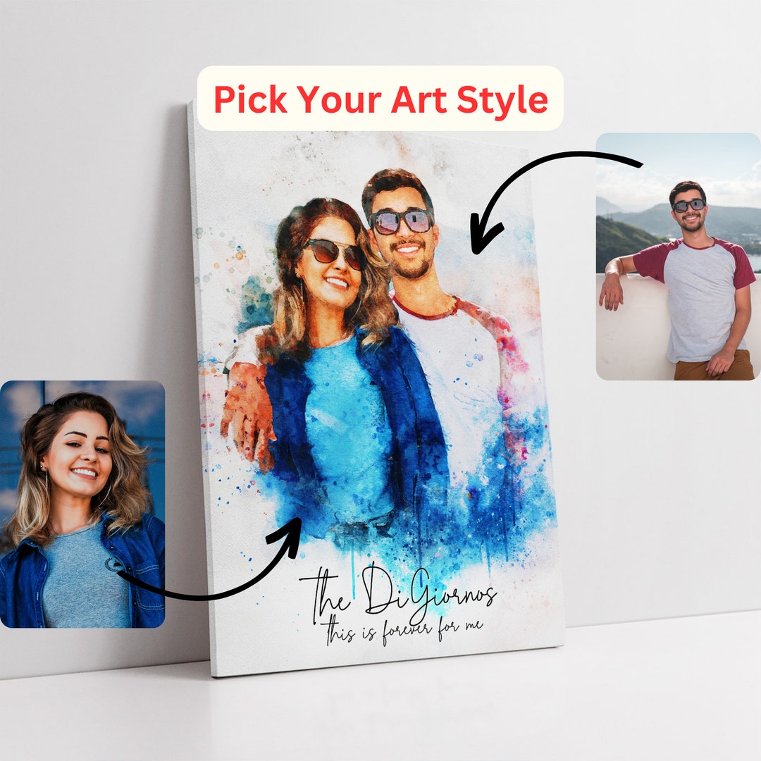 Custom Photo Portrait Painting, Couples Portrait Gift, Family Portrait ...