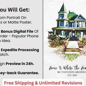 Custom Home Painting From Photo, House Portrait Watercolor House ...