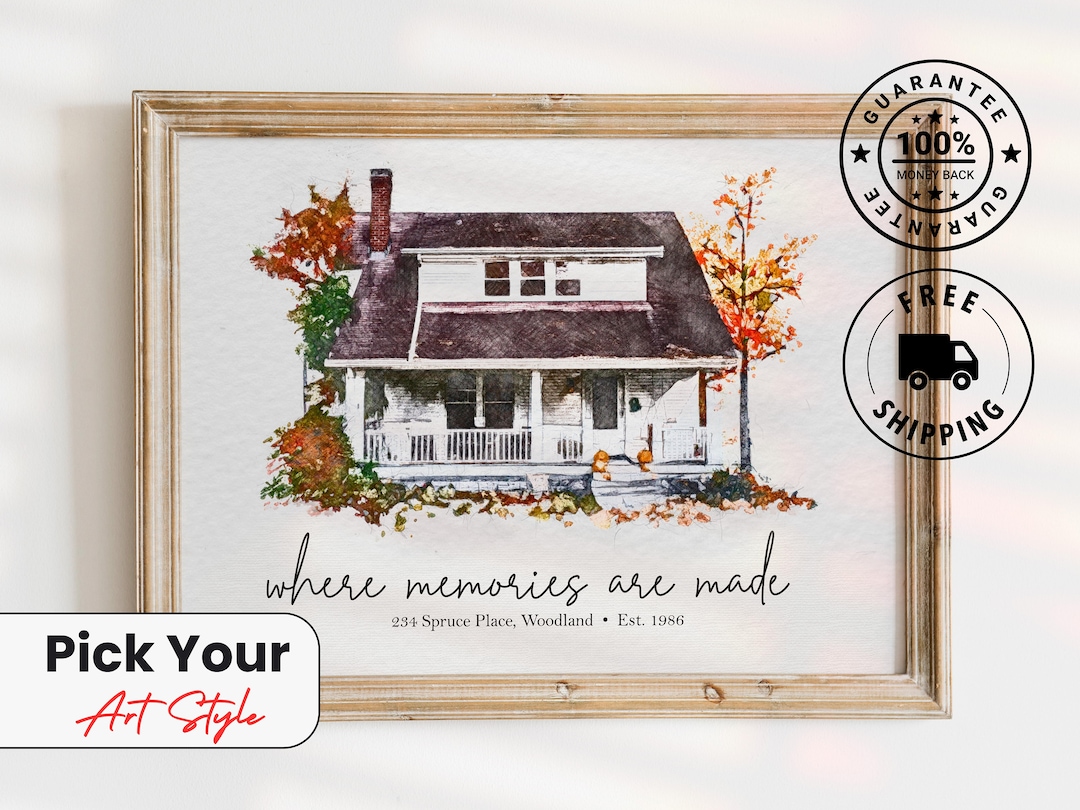Custom Home Drawing From Photo, House Painting Watercolor Home Portrait ...