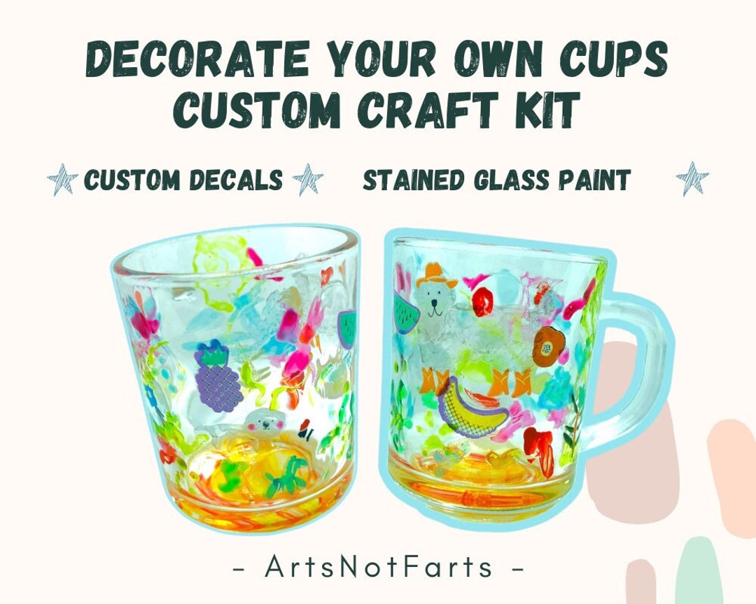 DIY Decal Painted Glass Cups/ Stained Glass Paint Kit / Cute ...