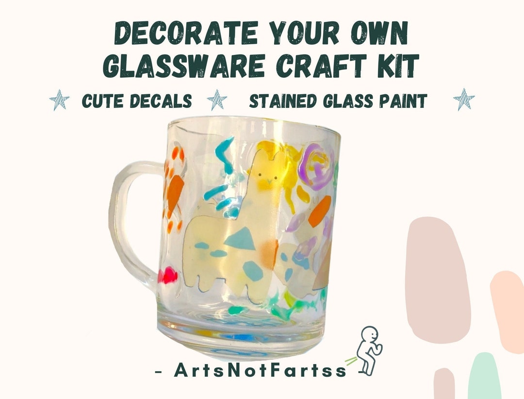 Glass Mug Craft Kit // DIY Glass Cups // Decorate Glassware // Cute ...