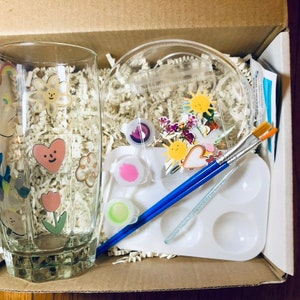 DIY Decal Painted Glass Cups/ Stained Glass Paint Kit / Cute ...