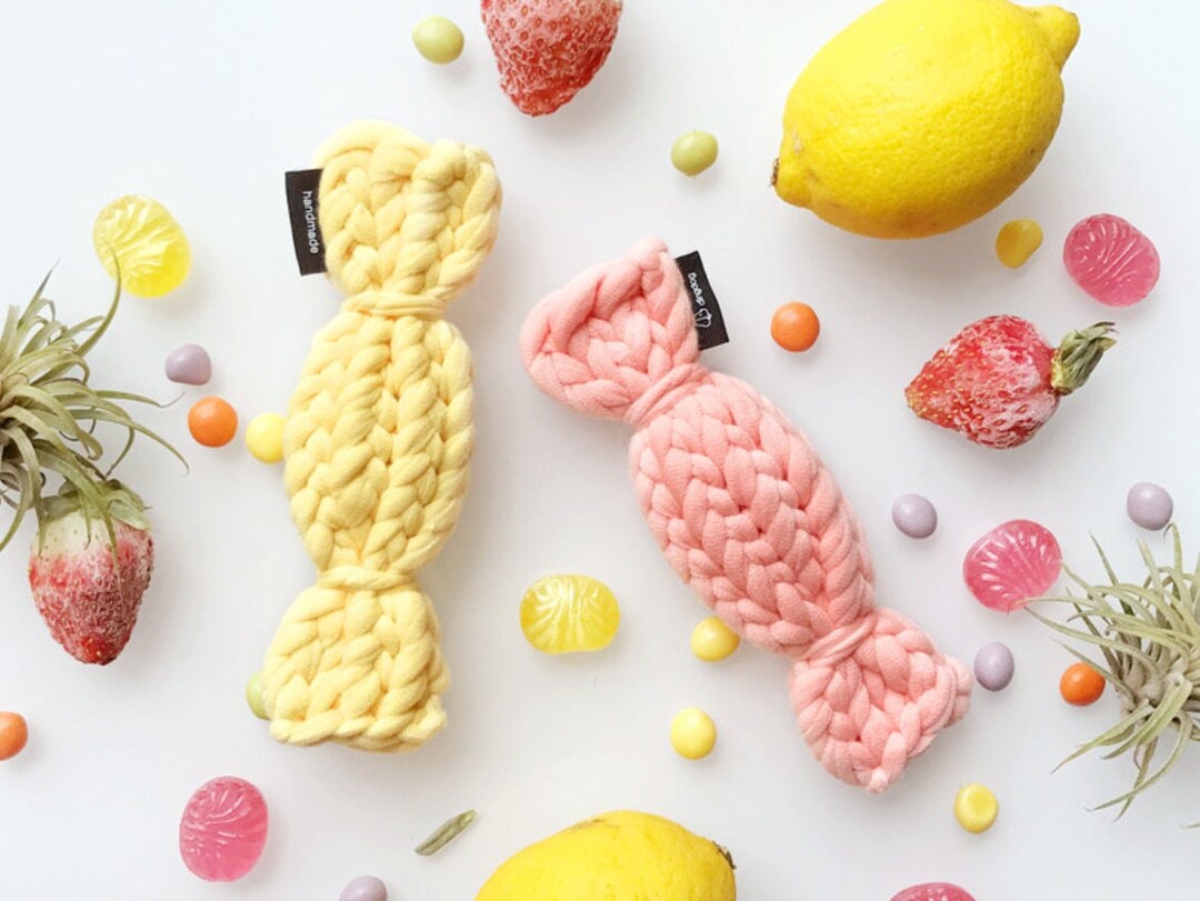 Candy Floss Rope Dog Toy Handmade Dog Toys Squeaky Toy Tug Play the ...