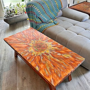 Large Handmade Coffee Table, Copper Decor, Unique Home Decor, Flame ...