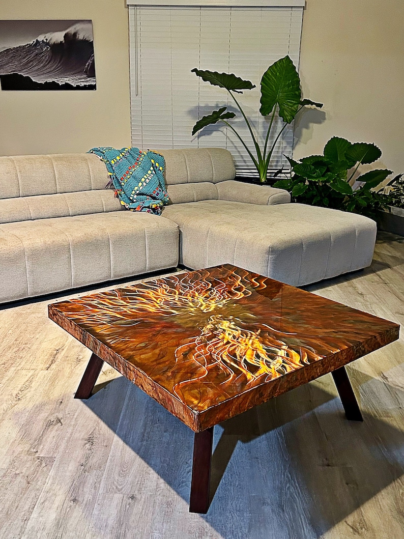 Square Copper Coffee Table, Contemporary Coffee Table, Office or Home ...