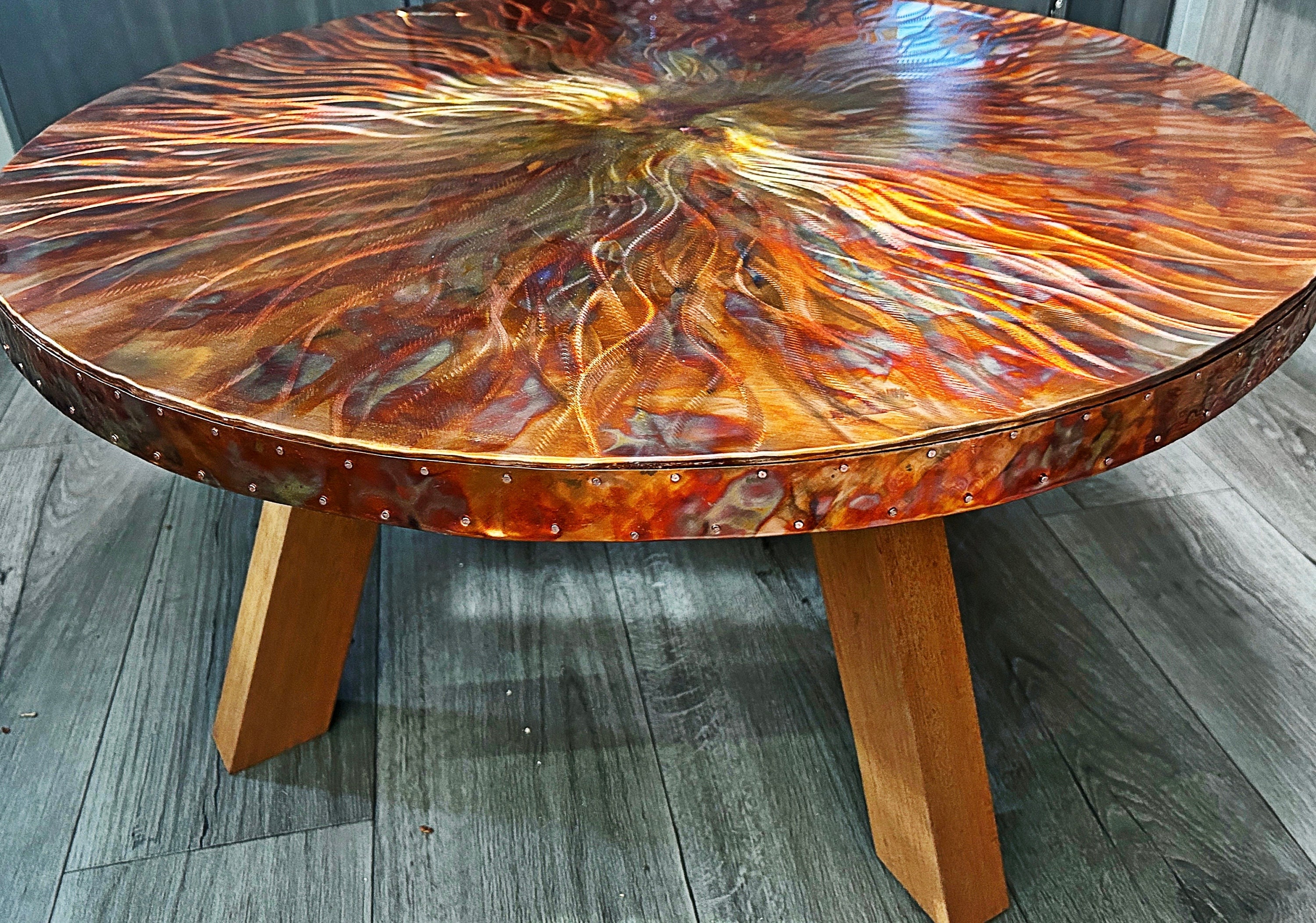 Coffee Table, Round Copper Table, Contemporary Copper Table, Modern ...