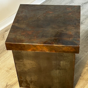 Steel and Copper Cube, Square Copper End Table, Side Table, Sofa Table ...