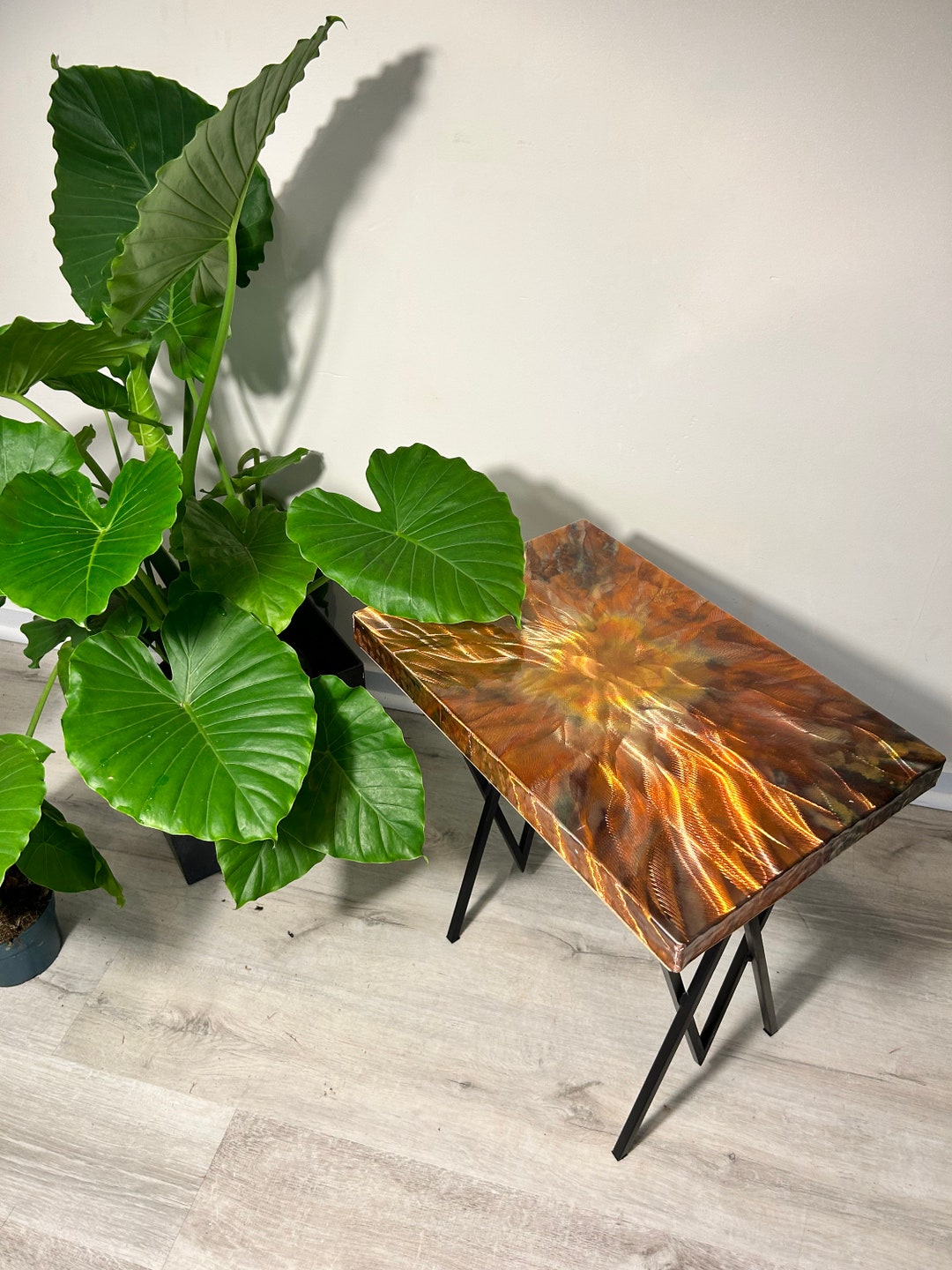 Copper Side Table, Unique Bedside Table, Modern End Table, Industrial ...