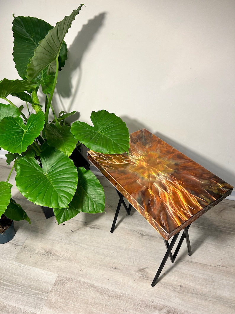 Copper Side Table, Unique Bedside Table, Modern End Table, Industrial ...