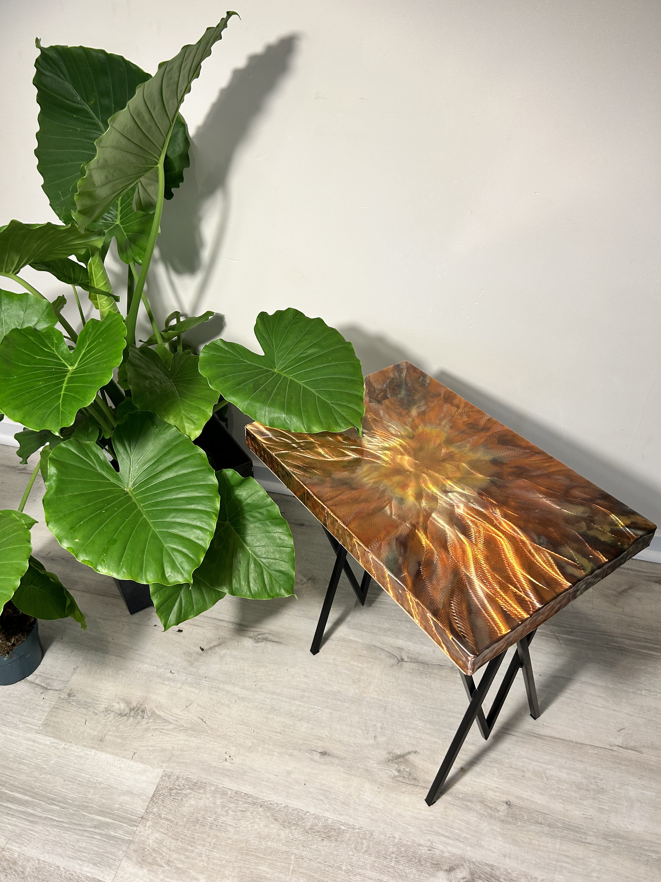 Copper Side Table, Unique Bedside Table, Modern End Table, Industrial ...