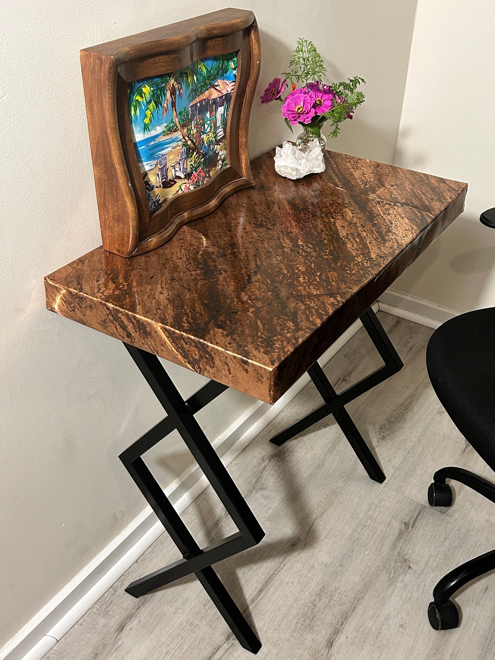 Copper Decor, Copper Accent Table, Unique Home Decor, Small Desk ...