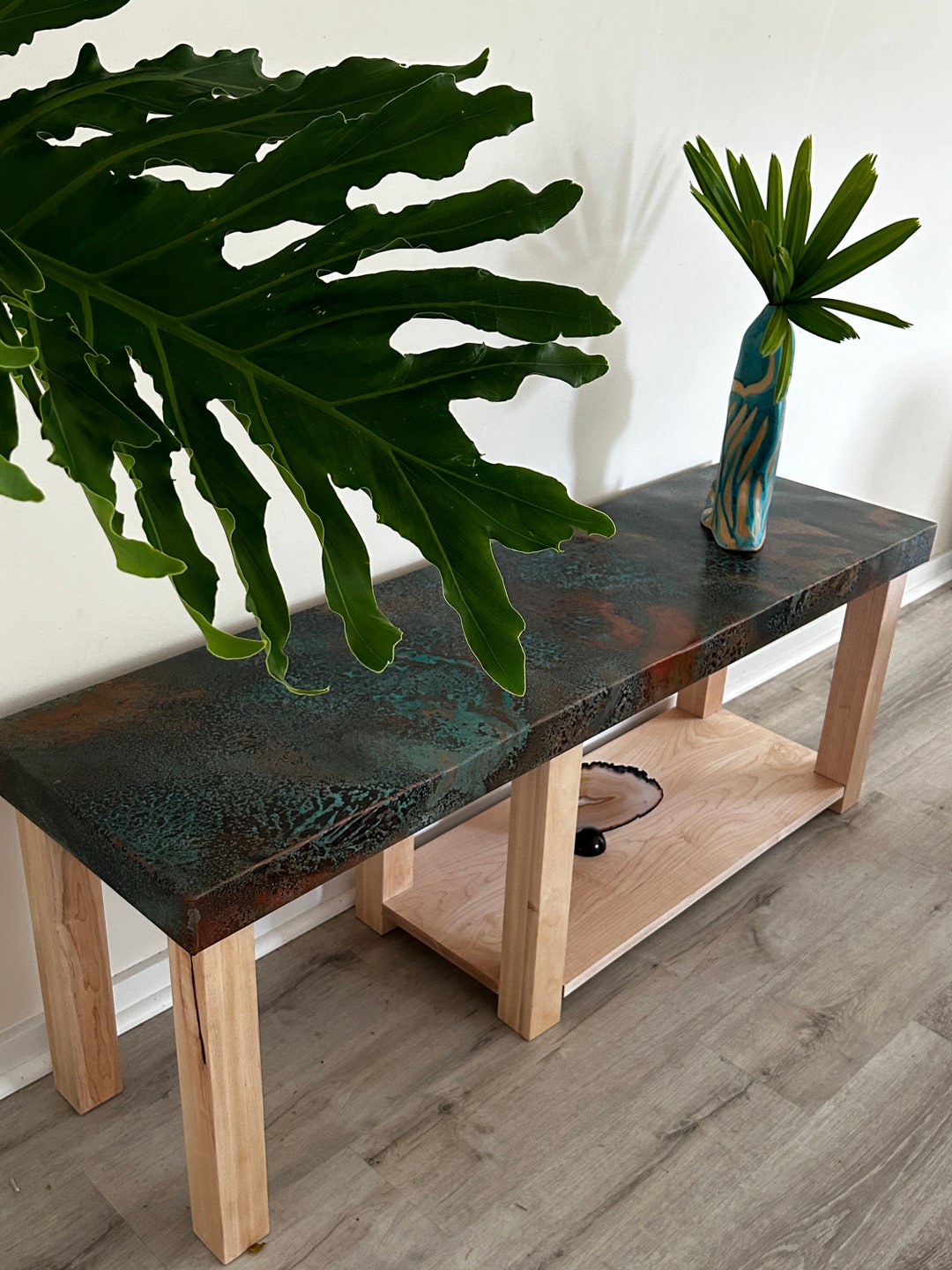 Handcrafted Copper & Maple Console Table, Beach House Decor, Custom ...