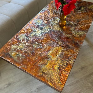Large Copper Coffee Table - Modern Low Copper Sofa Table, Handmade ...