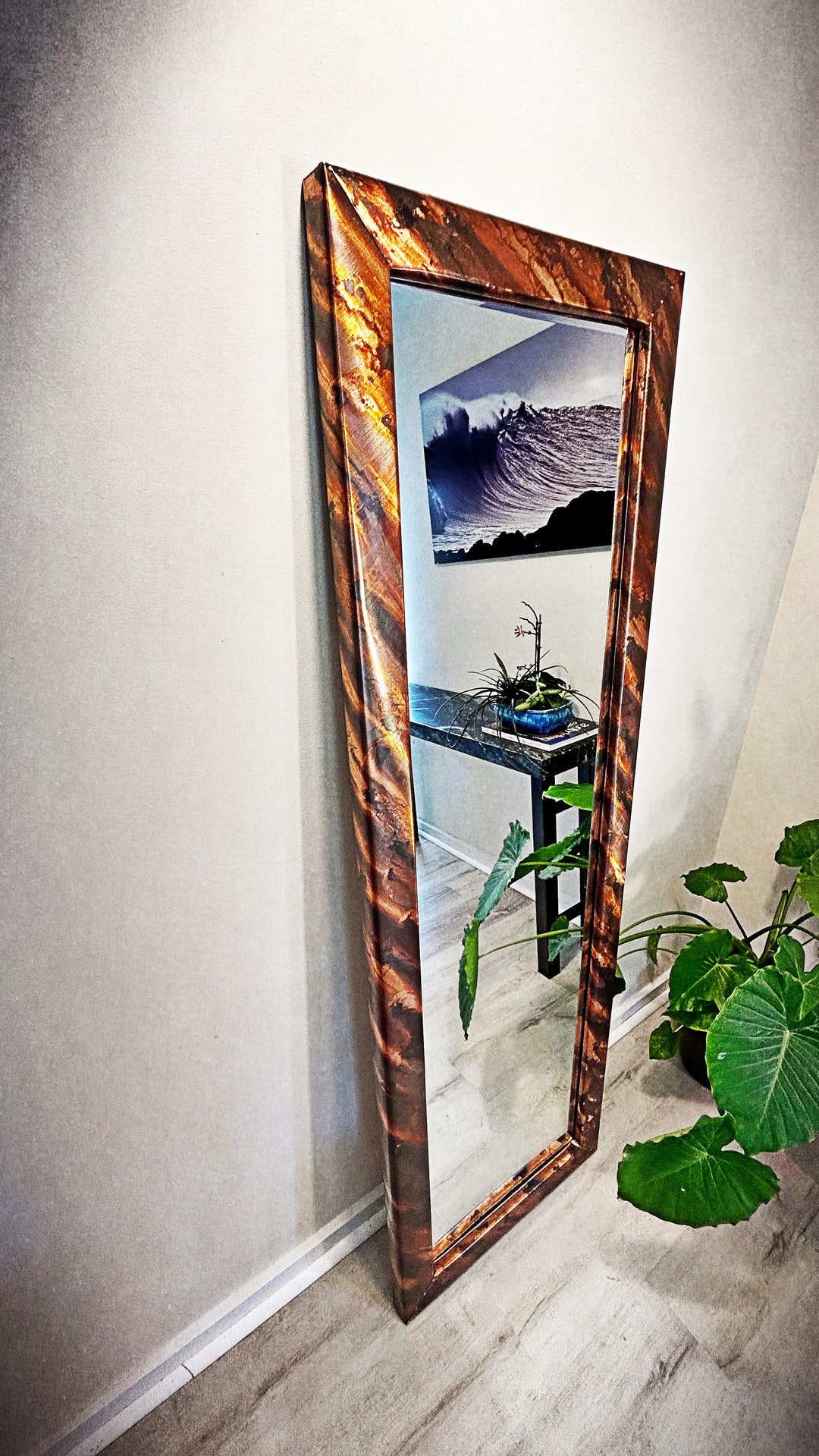 Copper Patina Mirror, Handcrafted Full Length Copper Mirror, Floor ...