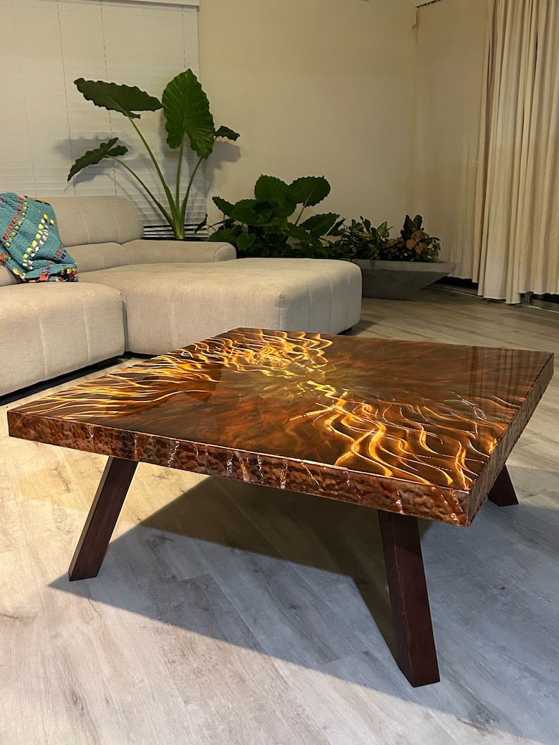 Square Copper Coffee Table, Contemporary Coffee Table, Office or Home ...