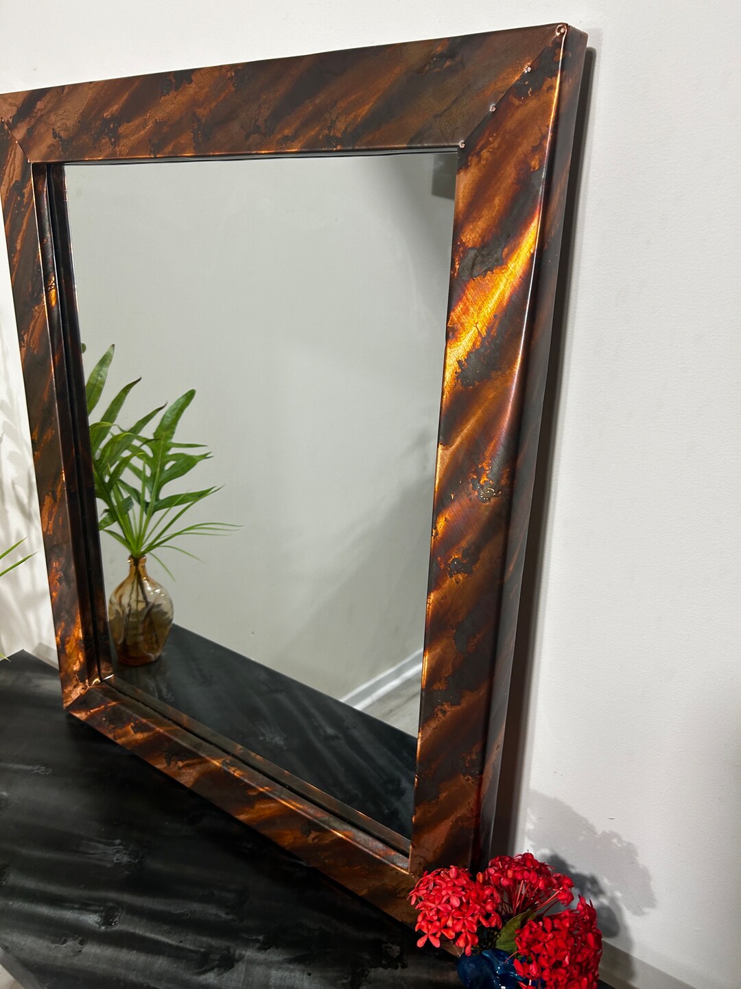 Stylish Copper Vanity Mirror - Custom Frame for Bathroom or Office ...