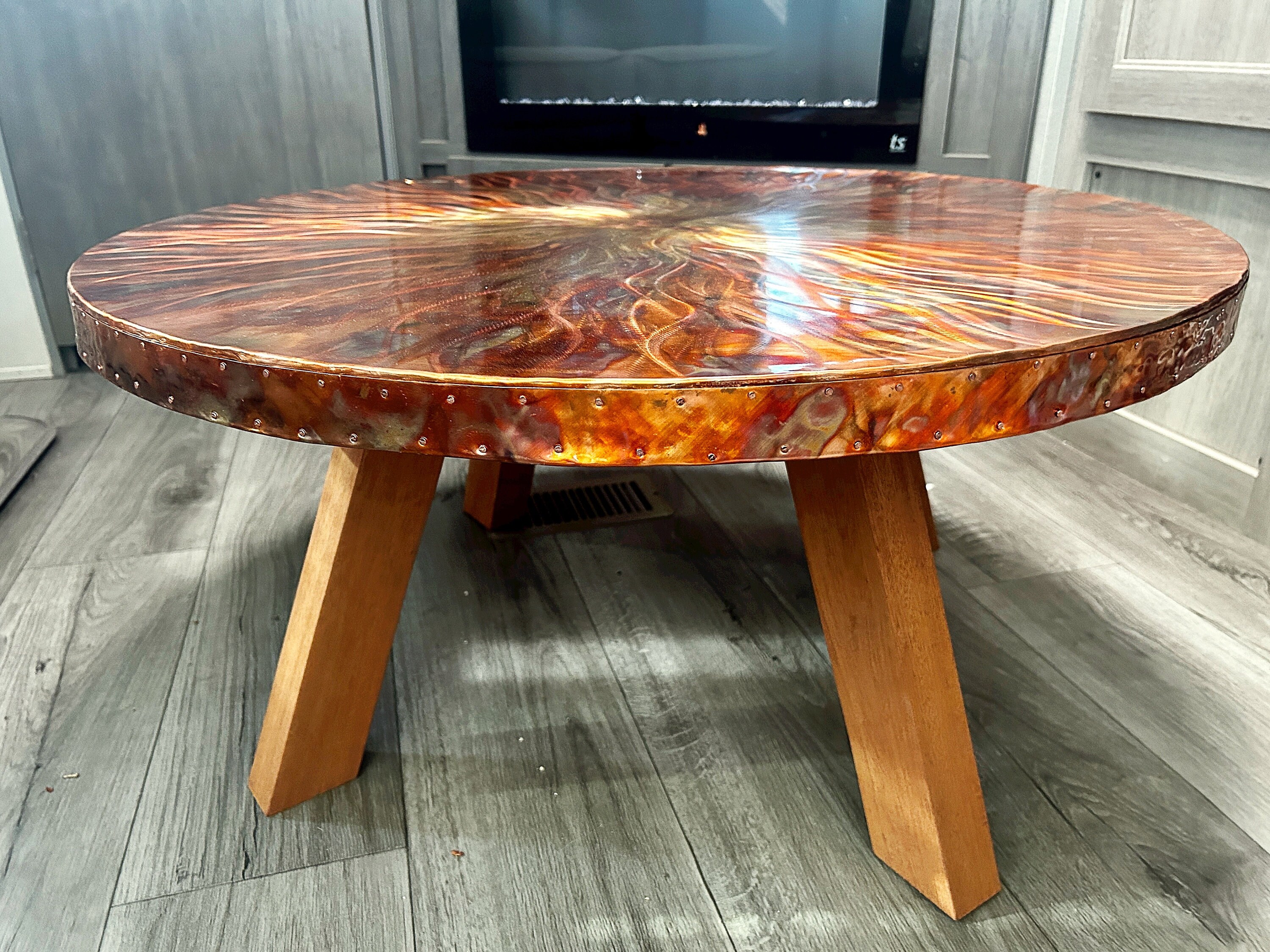Coffee Table, Round Copper Table, Contemporary Copper Table, Modern ...