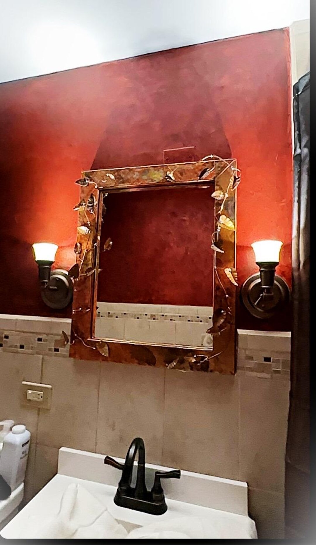 Copper Mirror, Vanity Mirror, Royal Colors, Unique Metal Art, Rare ...