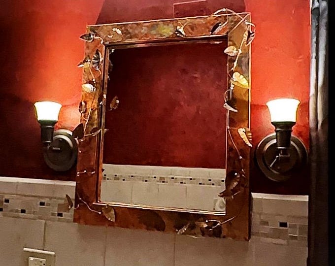 Copper Mirror, Vanity Mirror, Royal Colors, Unique Metal Art, Rare ...