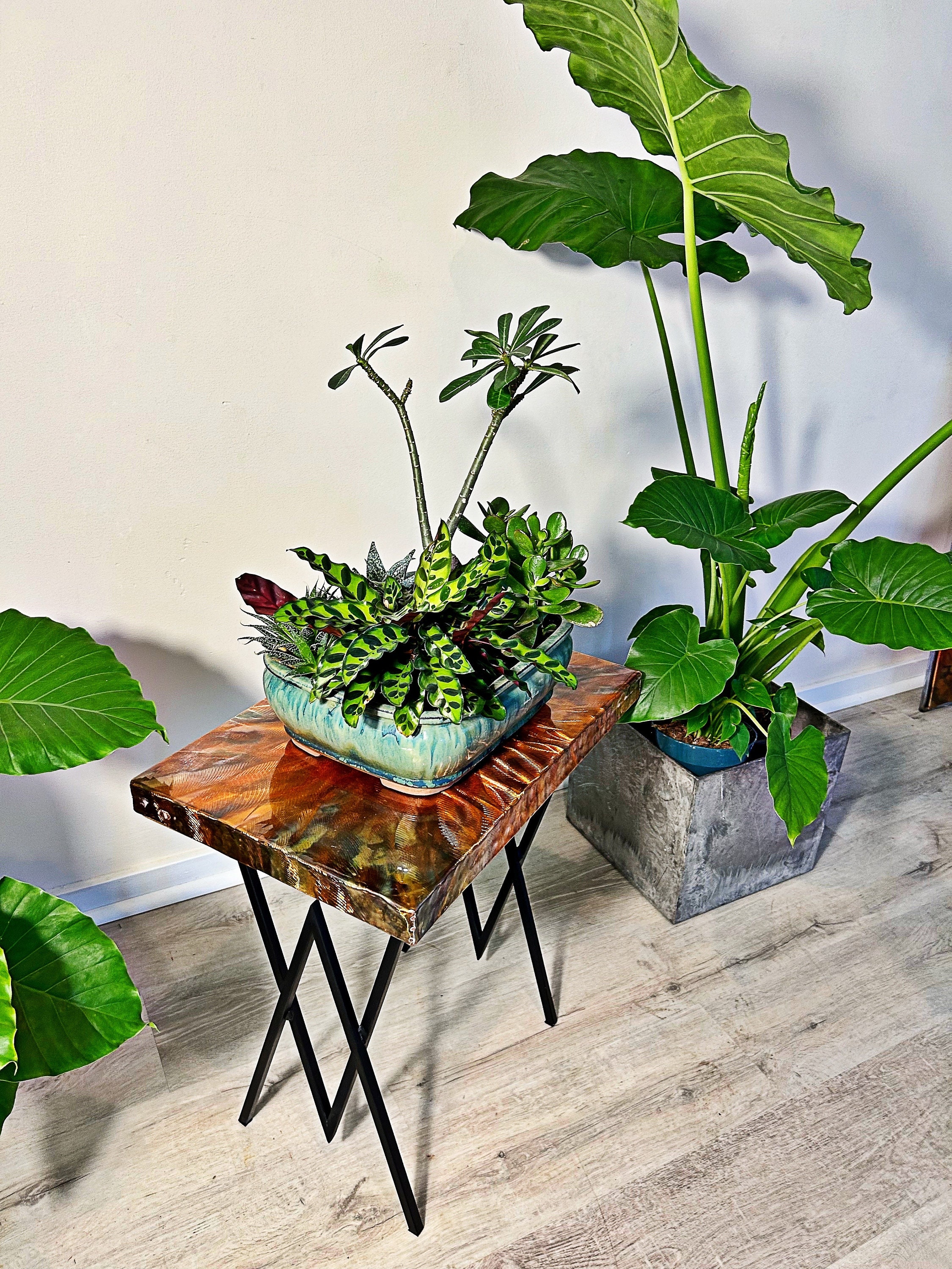 Copper Bedside Table, Modern Office Decor, Custom Copper End Table ...