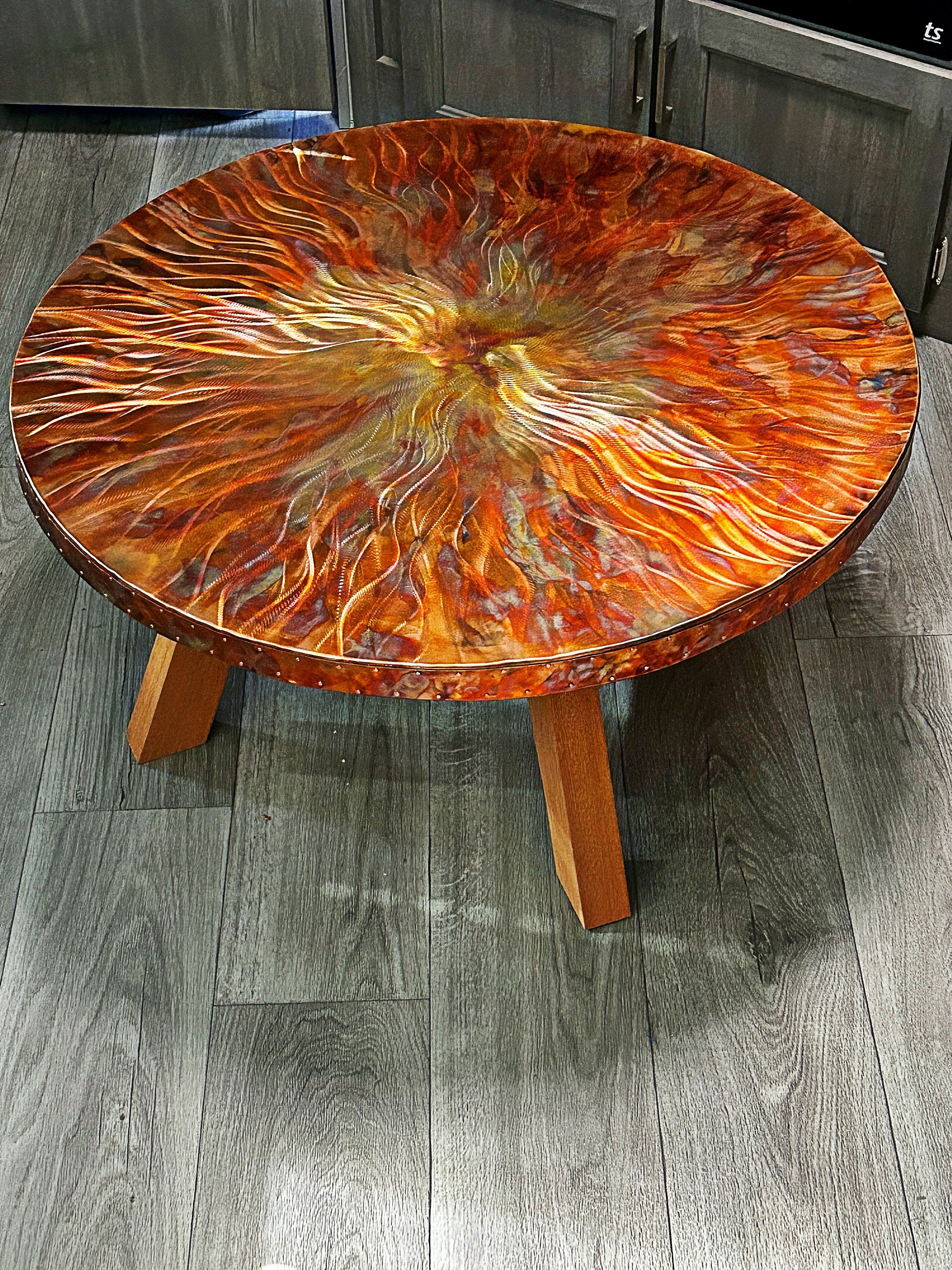 Coffee Table, Round Copper Table, Contemporary Copper Table, Modern ...