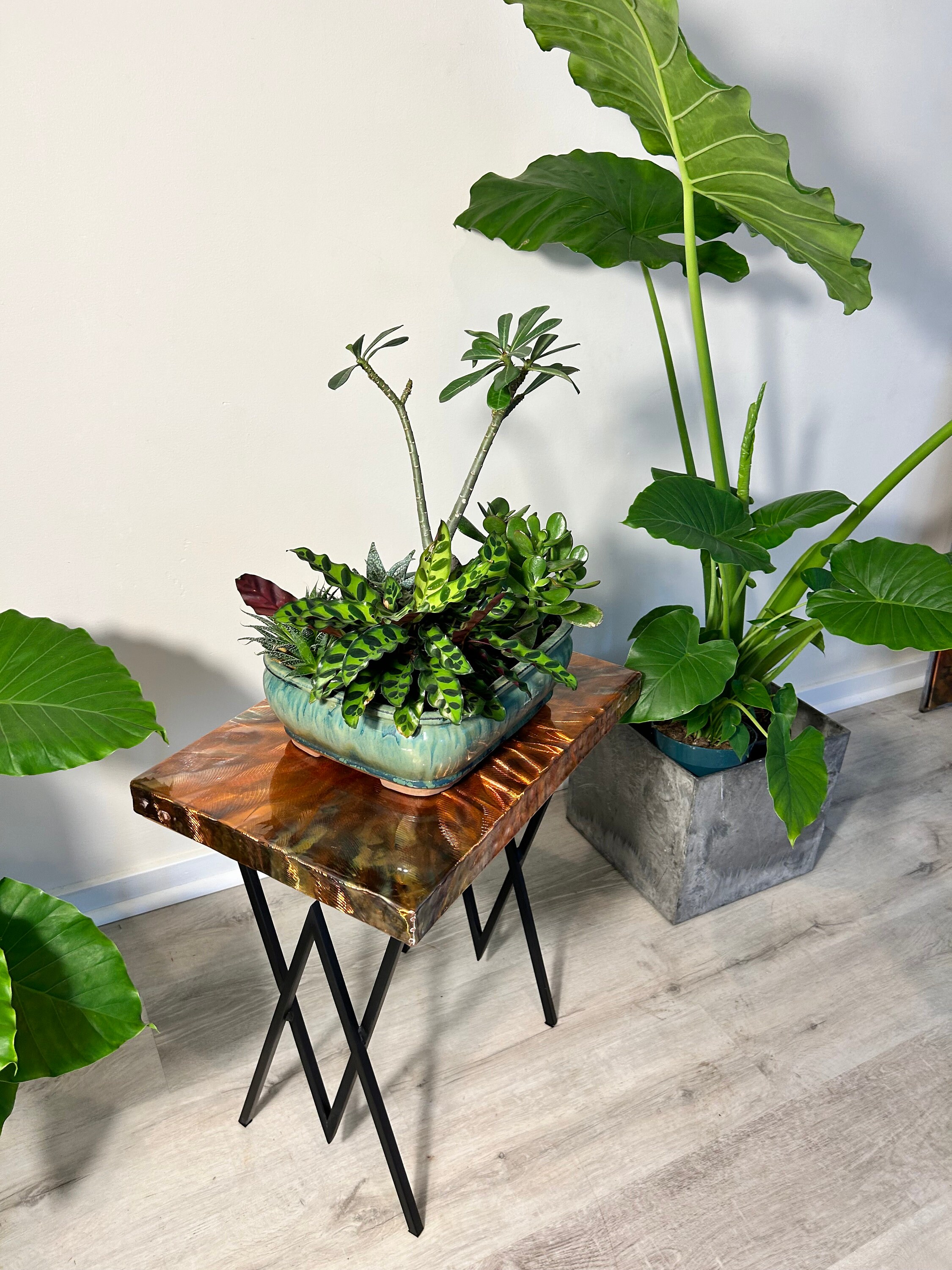 Copper Side Table, Unique Bedside Table, Modern End Table, Industrial ...