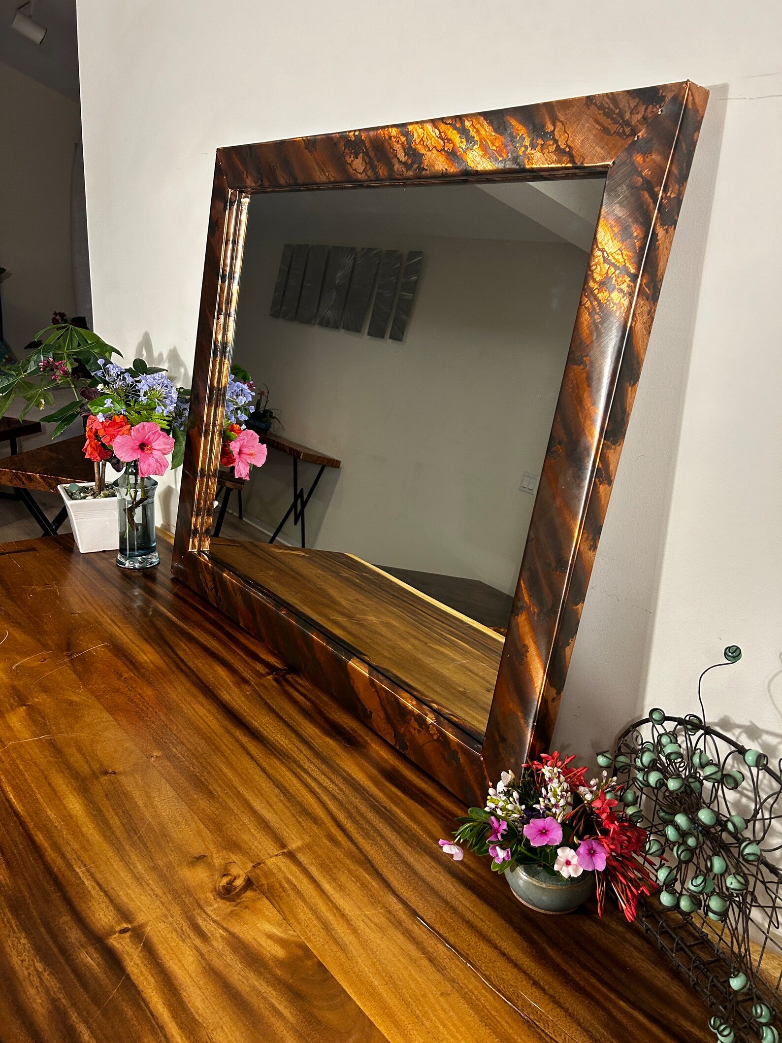 Large Wall Mirror, Patina Copper, Vanity Mirror, Bathroom Mirror ...