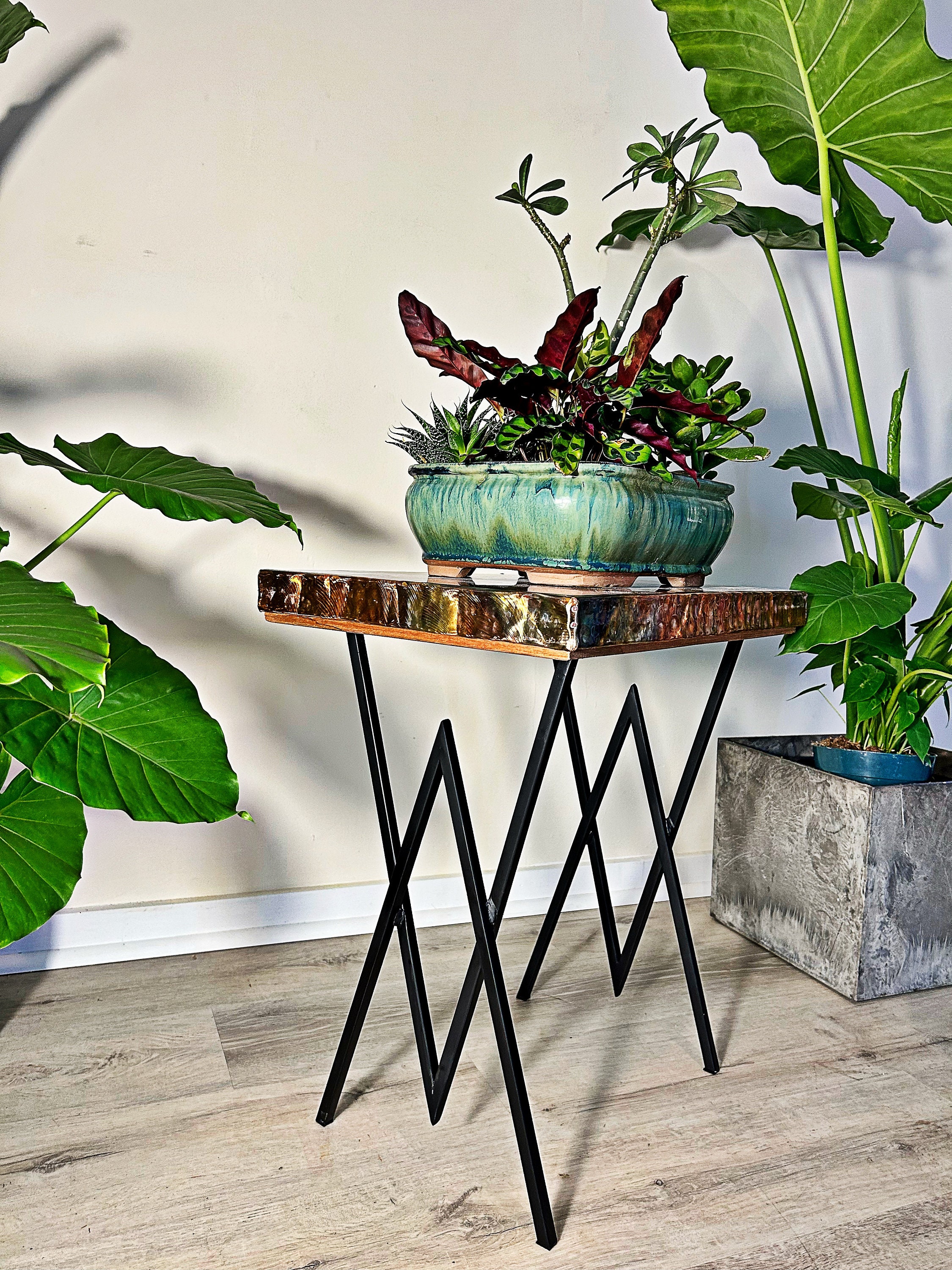 Copper Side Table, Unique Bedside Table, Modern End Table, Industrial ...
