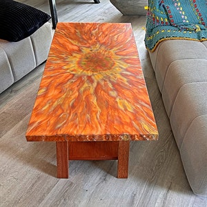 Large Handmade Coffee Table, Copper Decor, Unique Home Decor, Flame ...