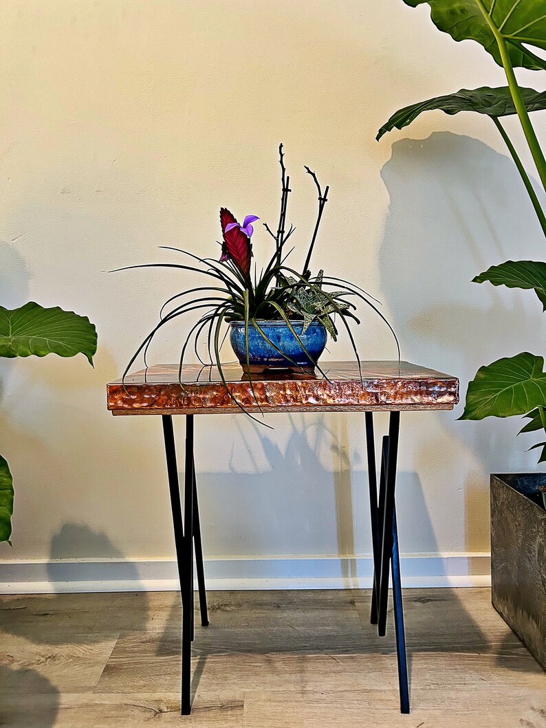 Copper Bedside Table, Modern Office Decor, Custom Copper End Table ...