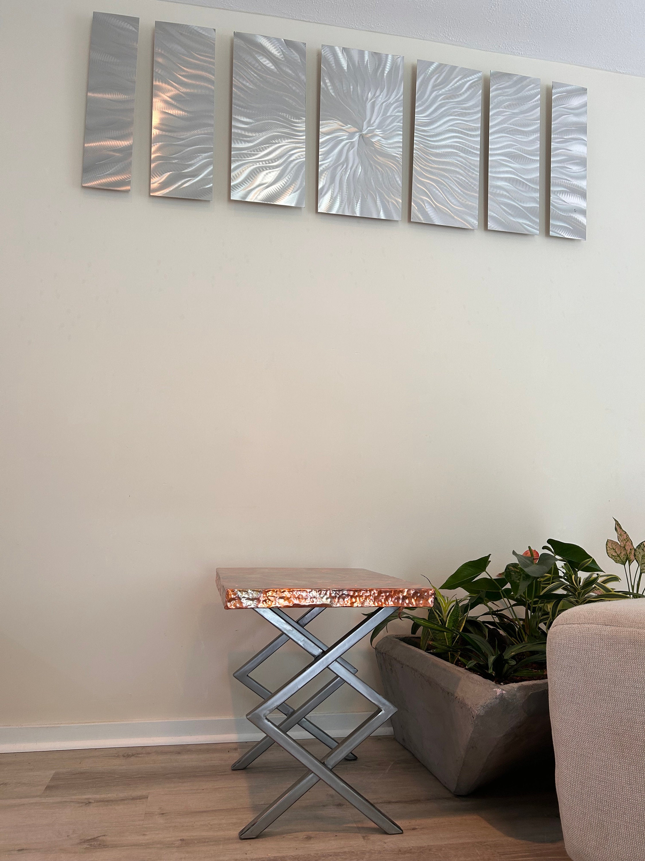 Unique Flame-painted Copper Side Table, Modern End Table, Abstract ...