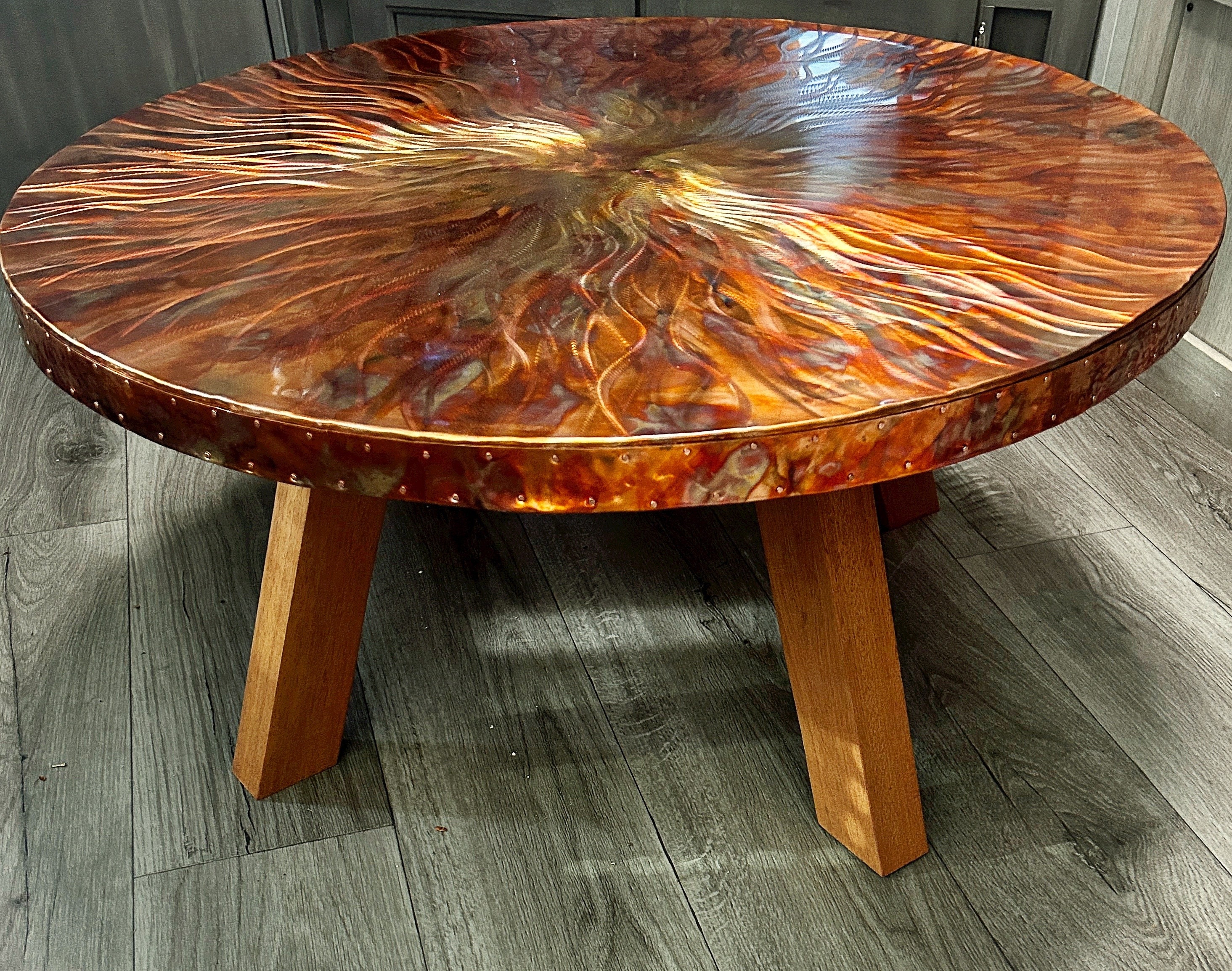 Coffee Table, Round Copper Table, Contemporary Copper Table, Modern ...
