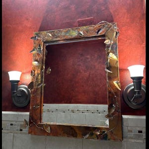 Copper Mirror, Vanity Mirror, Royal Colors, Unique Metal Art, Rare ...