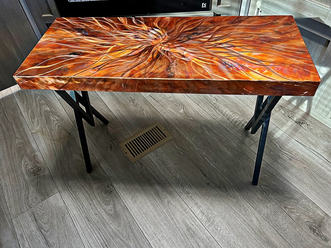 Handmade Copper Accent Table, Abstract Metal Art Decor - Etsy