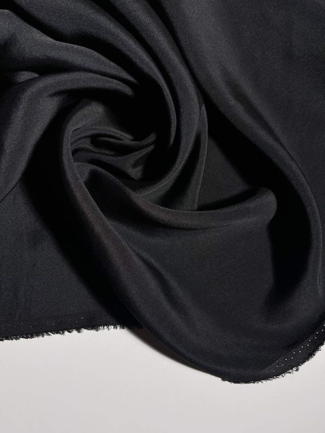 Silk CADY in a Deep Black Color. Soft Natural Silk With a Subtle Sheen ...
