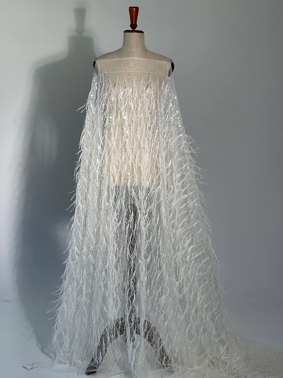 Feather Lace in Off-white Adorned With Sequins. Each Element is Hand ...