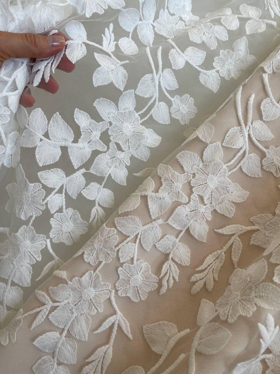 Beautiful Bridal Lace With Dense Matte Embroidery and a Floral Pattern ...