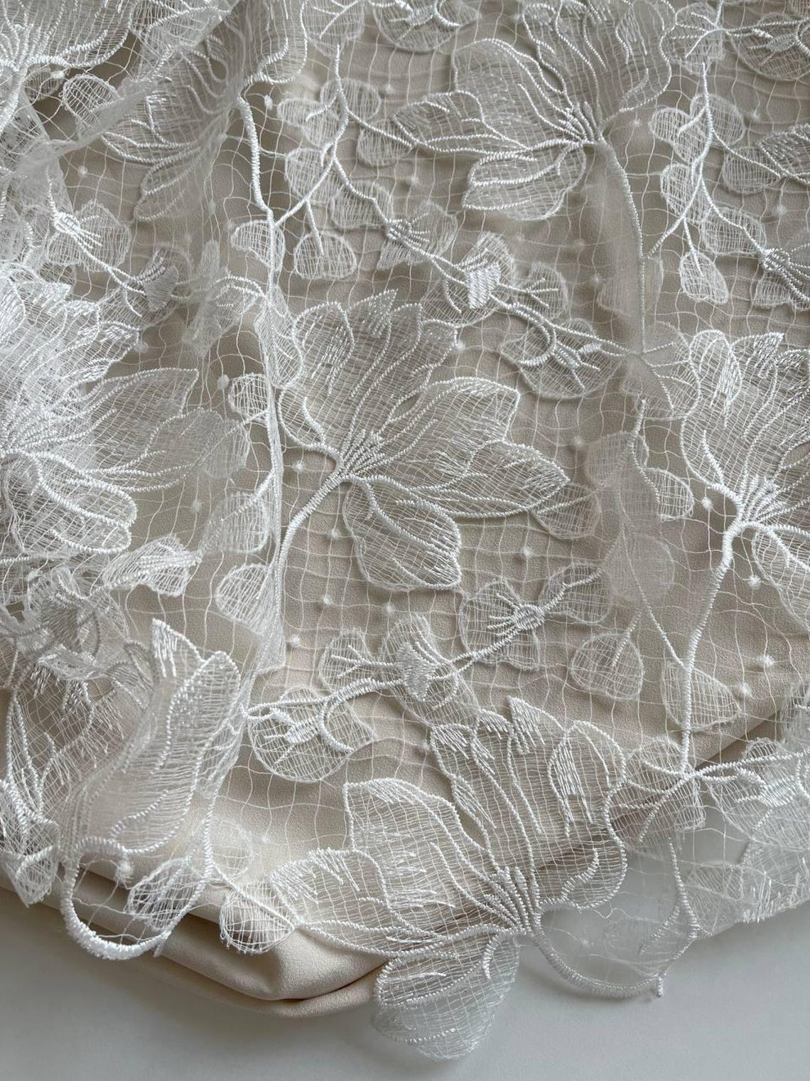 Delicate Lace With a Large Floral Macrame-style Pattern. Light Fabric ...