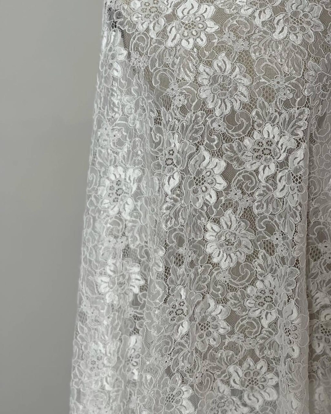 French Guipure Lace. High-quality Fabric With a Floral Motif and Corded ...