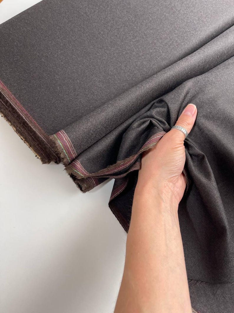 Elegant Italian Wool Flannel in Dark Brown. Soft, Wrinkle-resistant ...