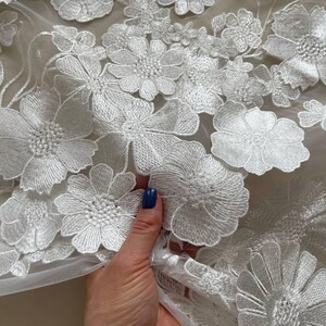 Wedding Lace in Off-white Color With 3D Flowers in Various Sizes. Lace ...
