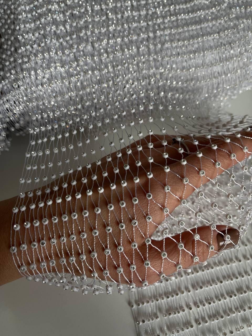 Mesh Adorned With Glass Crystals. Stretch Luxurious Lace for Blouses ...
