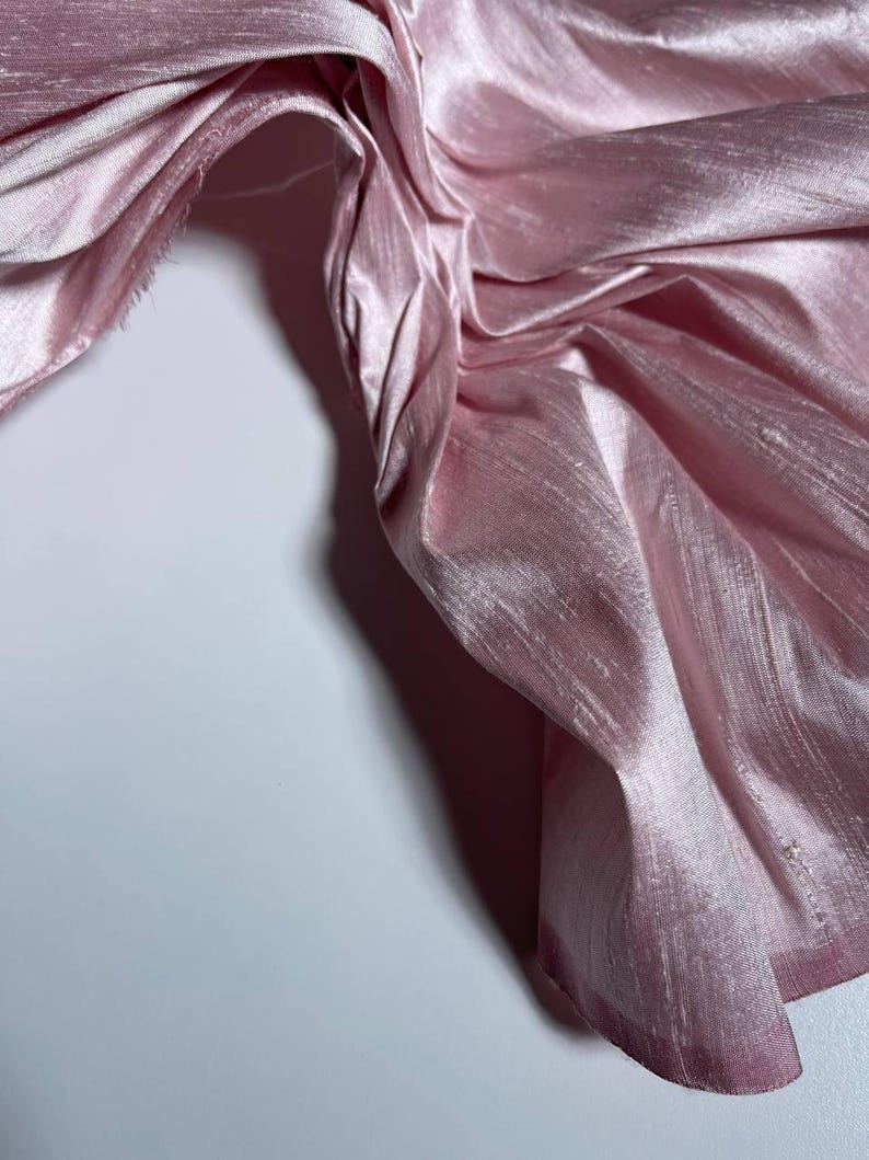 Silk Shantung With an Irregular Texture in a Light Pink Shade. Italian ...