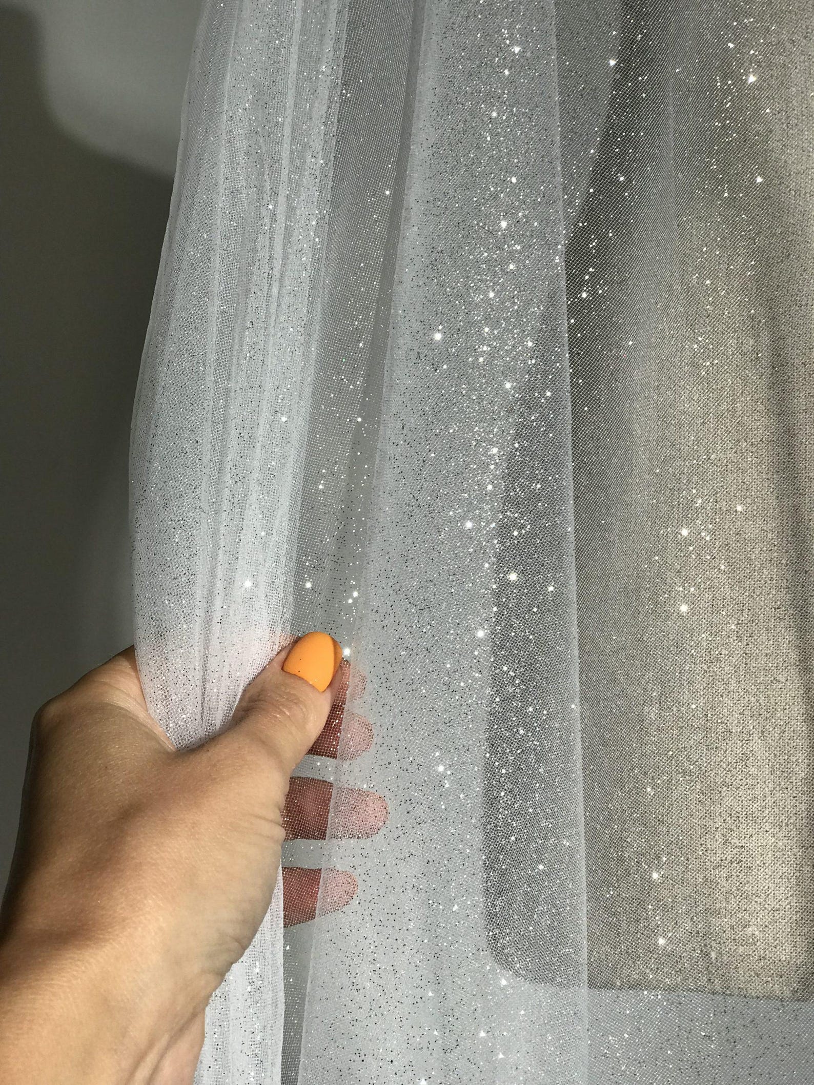 Snow White Tulle With Delicate Glitter. Light, Soft, and Airy Fabric ...