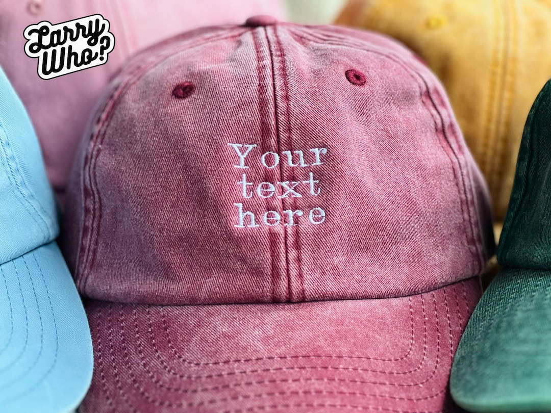 Personalized Cap With Text Embroidery – Custom Dad Cap in a Washed Look ...