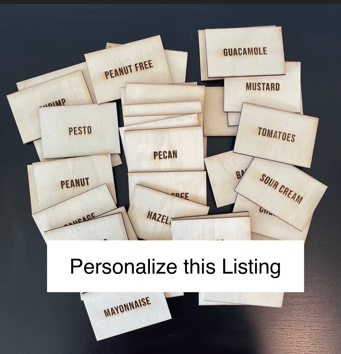 Wooden Buffet Cards, Food Labels, Food Name Sign - Custom, Personalize ...