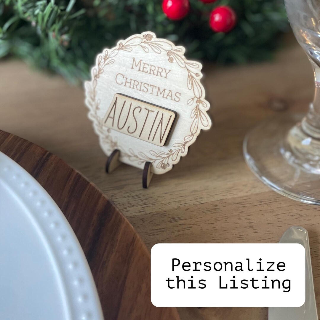 Custom, Interchangeable Name, Wooden Christmas Table Place Card Sets ...