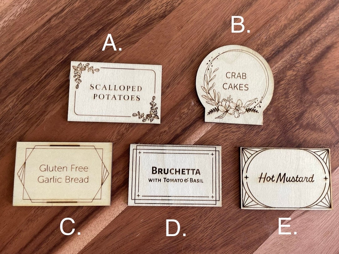 Wooden Buffet Cards, Food Labels, Food Name Sign - Custom Labels With ...